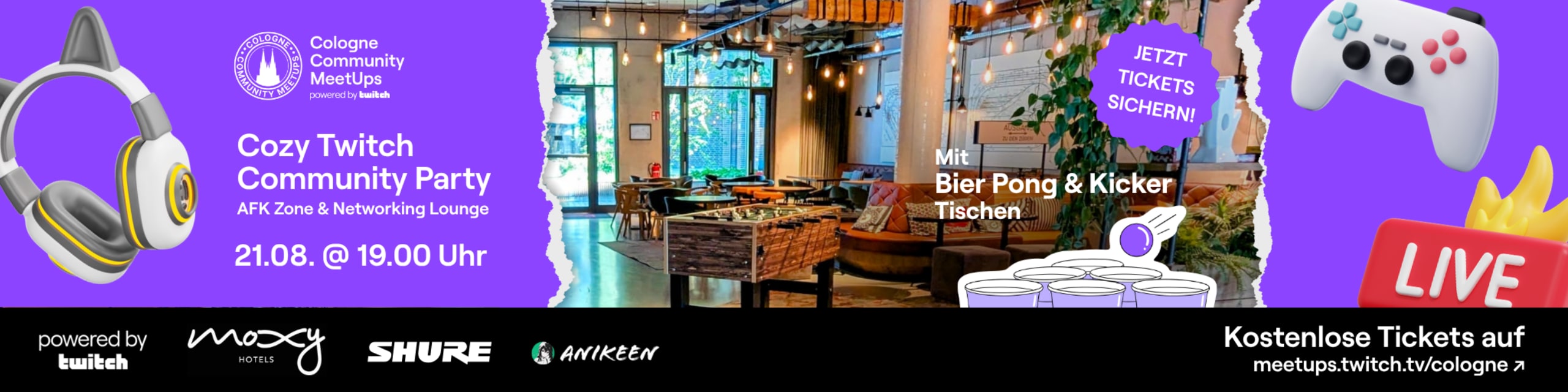 See Cozy Twitch Community Party - AFK Zone & Networking Lounge at Twitch Cologne
